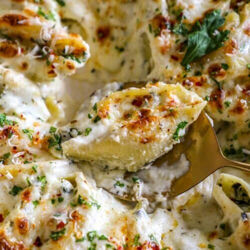 Spinach Artichoke Stuffed Shells Recipe - Bonappeteach Spinach Artichoke Stuffed Shells Recipe - Bonappeteach